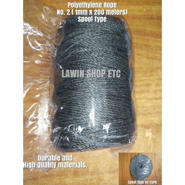 PE Nylon Rope #2 (1mm x 200 meters long) Orange / Black Polyethylene ...