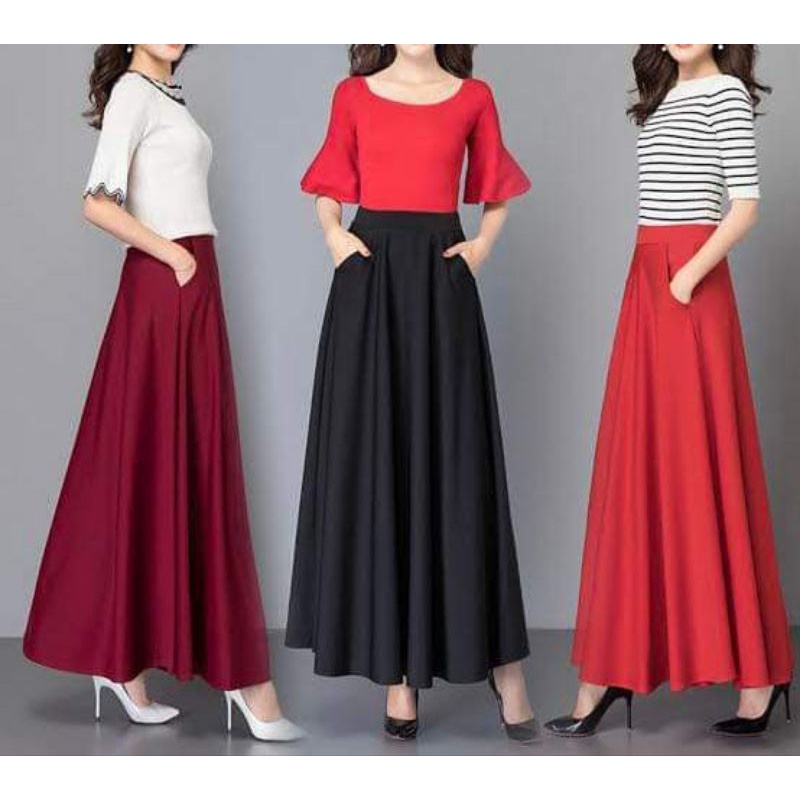Maxi Skirt Plain (Casual Formal Attire) | Shopee Philippines