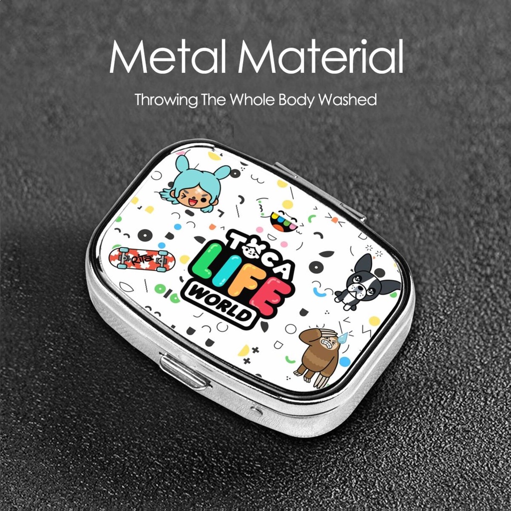 Toca Boca Custom Fashion Square Pill Box Decorative Metal Container Box ...