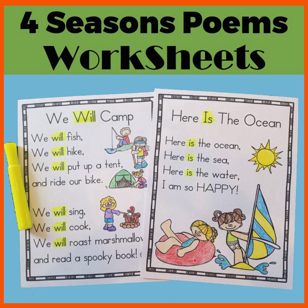 4 Season Poems for Shared Reading Sight Word Poems Children Learning ...