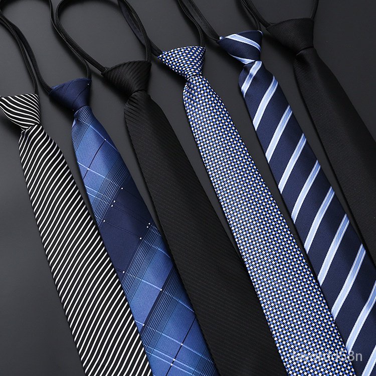 Men's Business Formal Wear Zipper Tie Groom Wedding Blue Striped ...