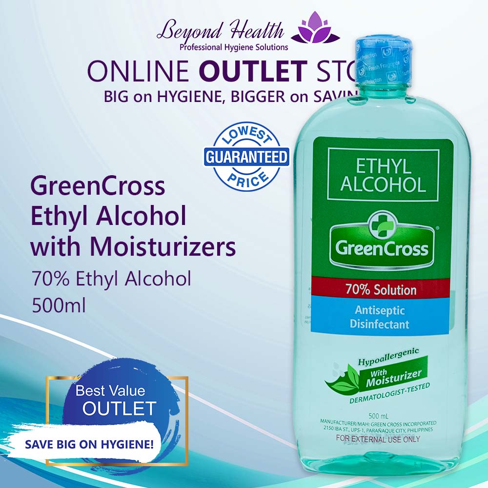 GreenCross 70% Ethyl Alcohol with Moisturizers [500ML] Green Cross BIG Size Green Cross (Free ...