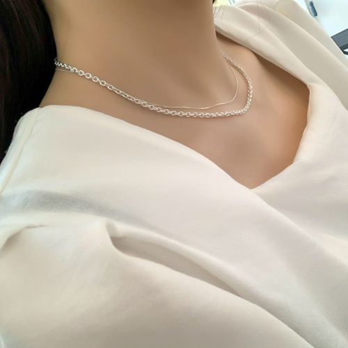 ALLEUN Silver 925 Round Oval High Bang Chain Necklace | Shopee Philippines
