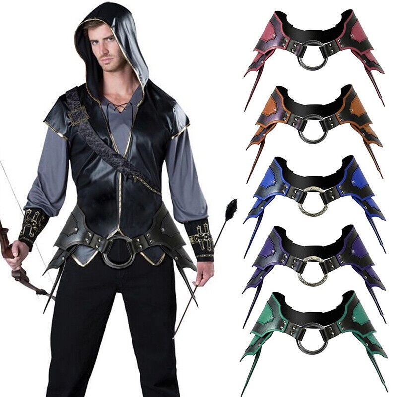 Man Medieval Renaissance Armor Waist Belt Viking Cosplay Faux Leather ...