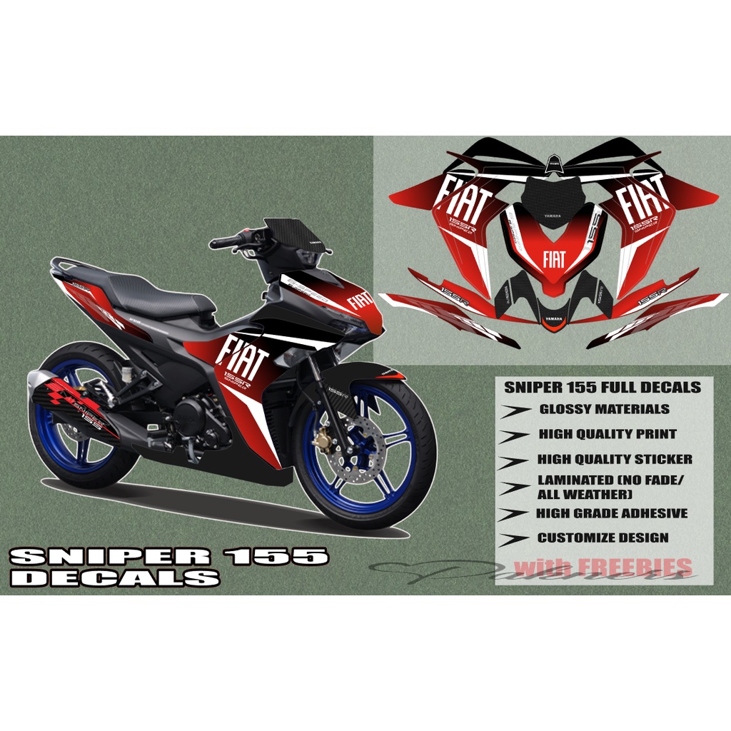 Sniper 155 Yamaha Version 3 Decals FIAT Glossy Material Sticker ...