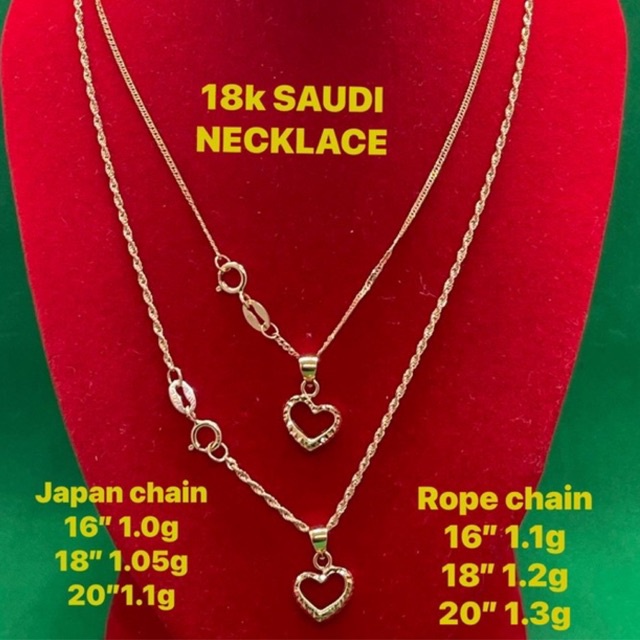 PAWNABLE 18K SAUDI GOLD NECKLACE CHAIN W/PENDANT | Shopee Philippines