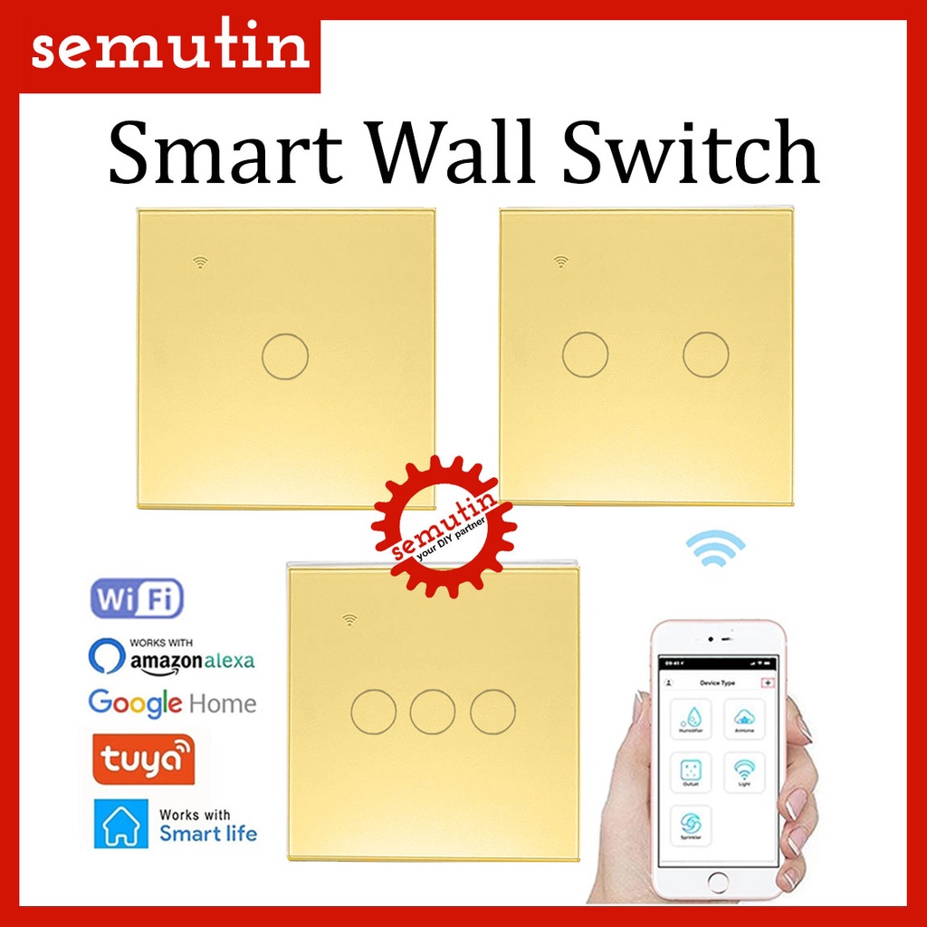 Smart Wall Switch Gold WIFI / Touch Wall Switch / IoT Touch Wireless ...