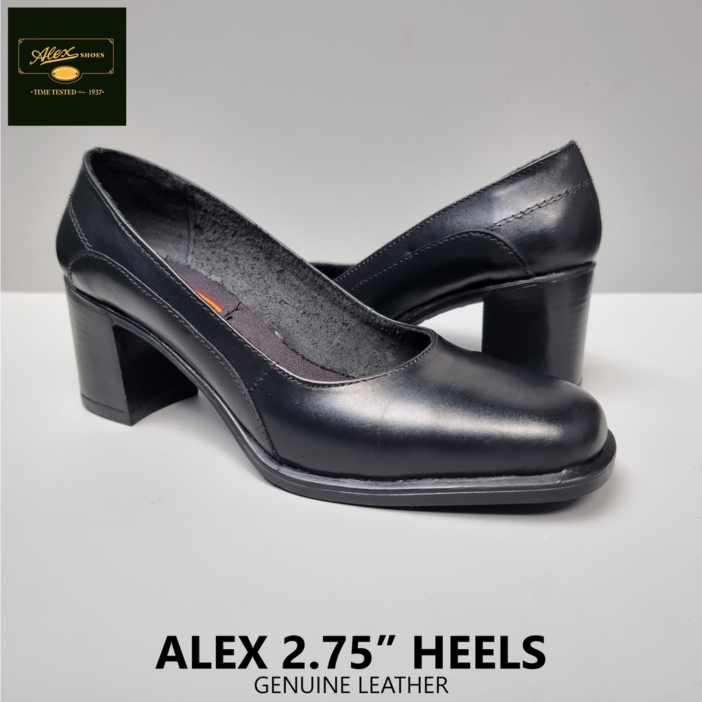 ALEX SHOES WOMEN'S 2.75 INCH HEEL HEIGHT BLACK GENUINE LEATHER FOR ...