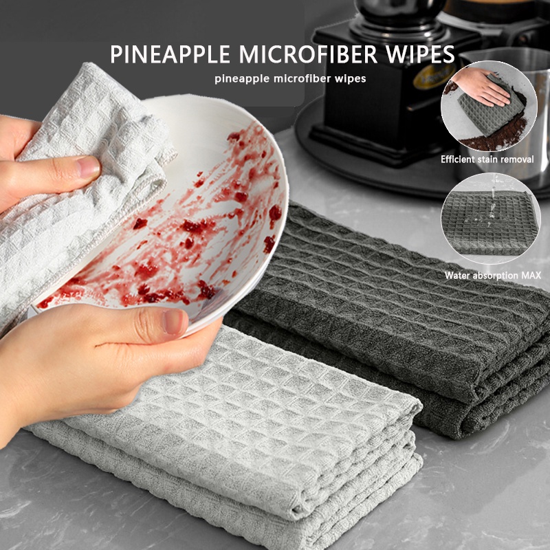 4Pcs Pineapple lattice Microfiber cleaning cloth hand wash kitchen ...