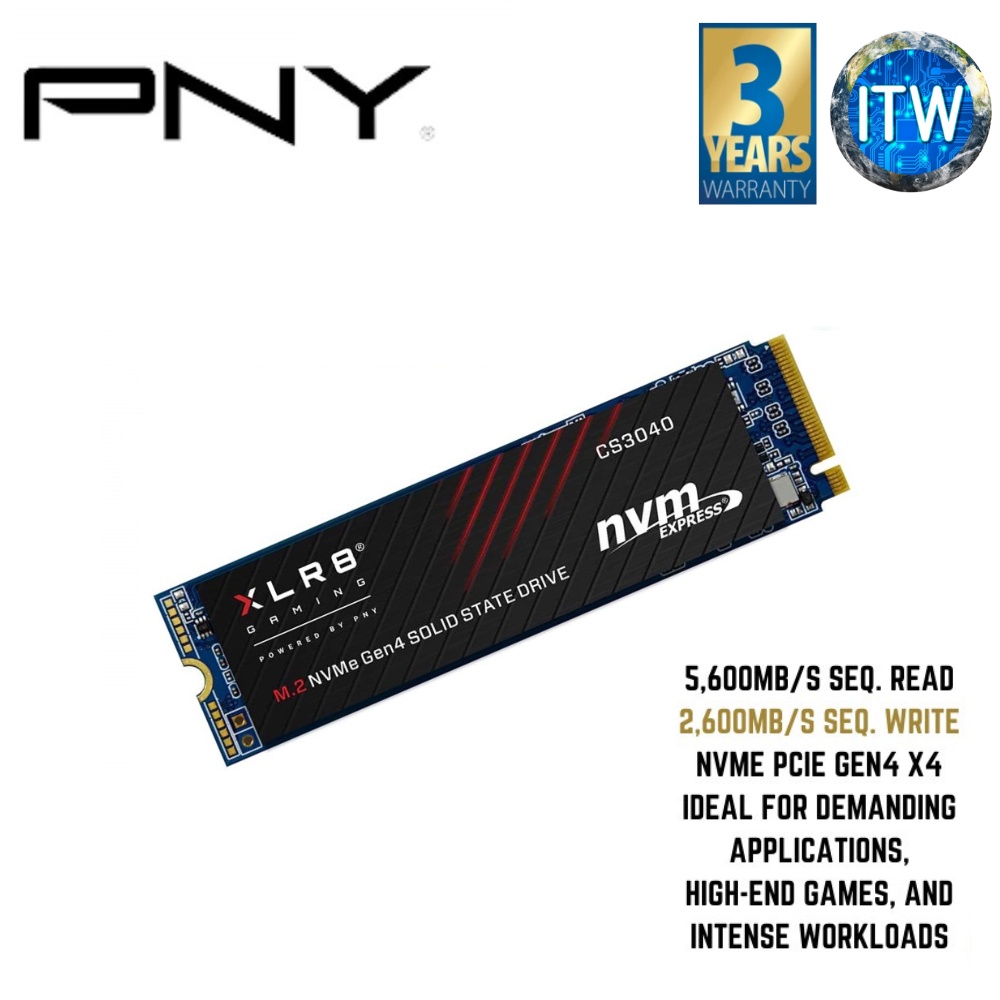 Itw | PNY 500GB M2 NVMe SSD M.2 NVMe CS3040 XLR8 Gaming M.2 PCIe Gen4x4 ...