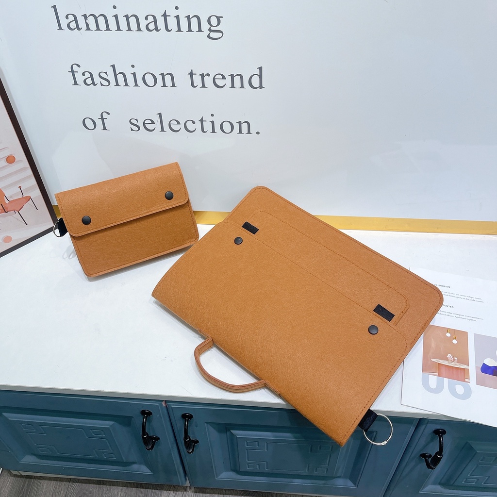 15 Inch Laptop Bag Hand Carry Lightweight Felt 2-Tone Fashion Office ...