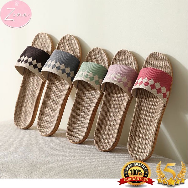 ZONA Linen rattan indoor slippers, home slippers for women and men ...