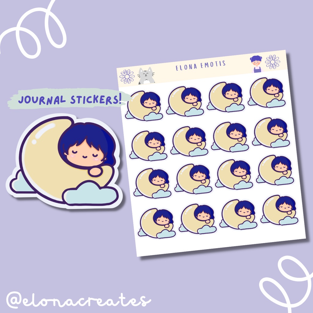 Sleeping On The Moon Mood Activity Planner And Journal Sticker Sheet EC ...