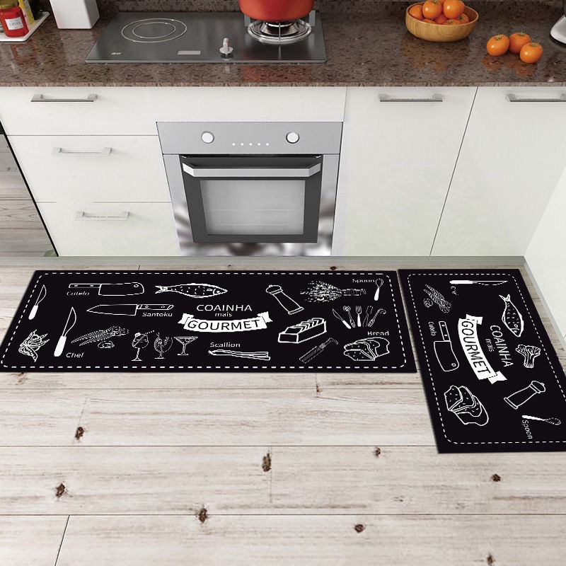 Kitchen Mat 2 Pcs Set Kitchen Carpet Floor Non-slip Retro Thicken ...