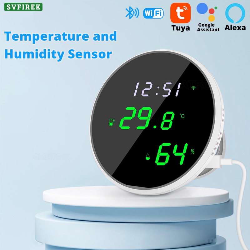 Tuya Smart Home Wifi Temperature and Humidity Sensor With LED Mirror ...