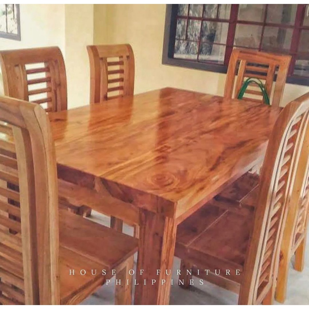 6 Seater Modern Wooden Dining Table Set With Glass Top | Shopee Philippines