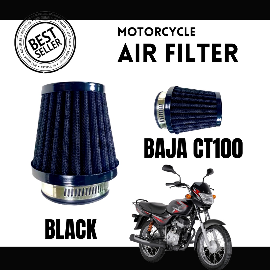 MOTORCYCLE AIR FILTER FOR BAJA CT100| BLACK | MOTOR AIR CLEANER EARBUDS ...