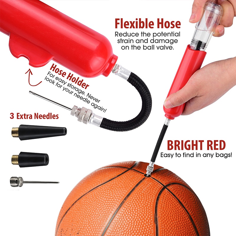 Manual Mini Hand Pump Portable Mini Ball Pump Plastic Dual Action Sport ...