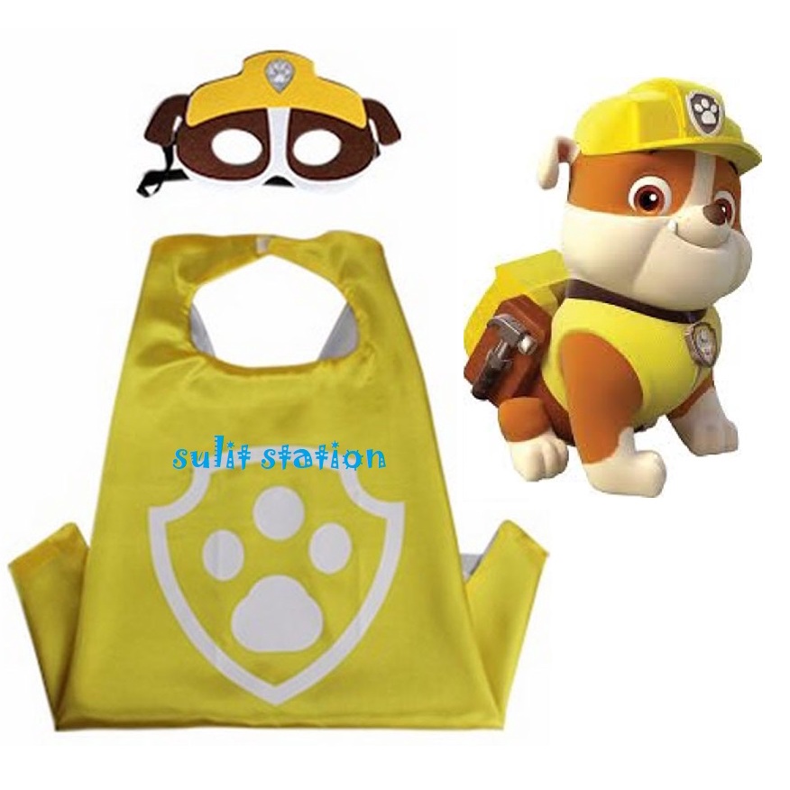 2in1 POLICE DOG PATROL RUBBLE yellow BOY KIDS COSPLAY PRETEND CAPE ...