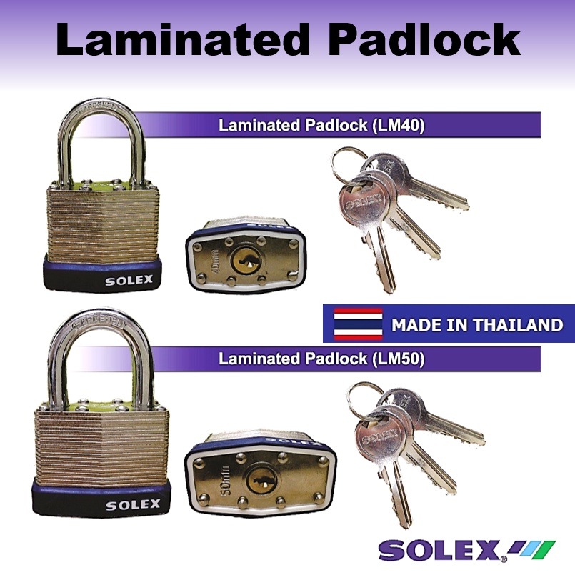 SOLEX Double Locking System Laminated Padlock 40mm/50mm | Shopee ...