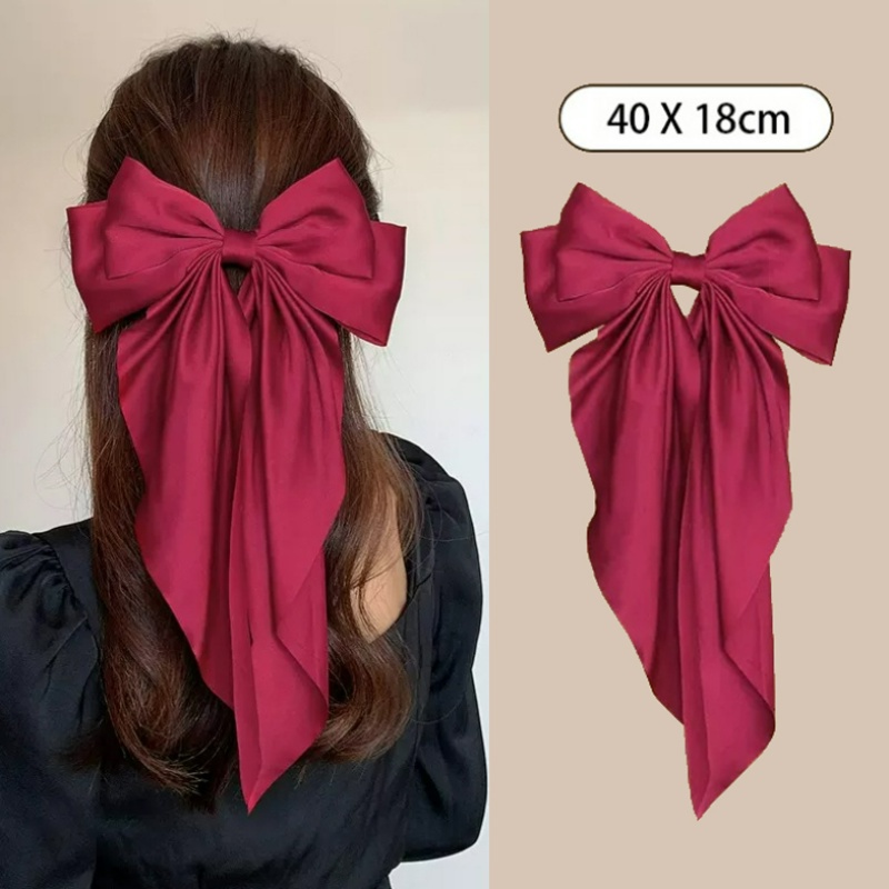 Korean big bow hairpin girl cute hair clip Long Ribbon Headdress ...