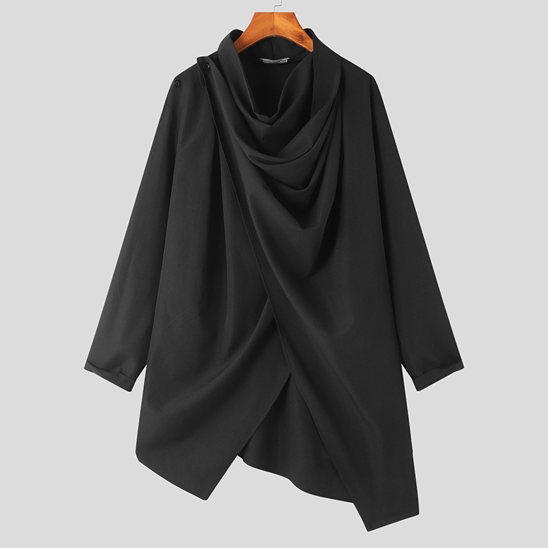 INCERUN Men's Gothic Punk Poncho Cape Long Sleeve Solid Color Casual ...