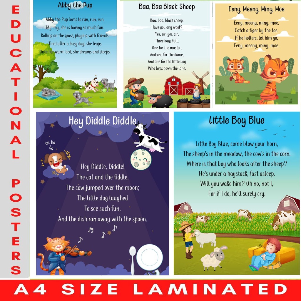 Nursery Rhymes: Educational Wall Chart & Kids Learning Materials- A4 ...
