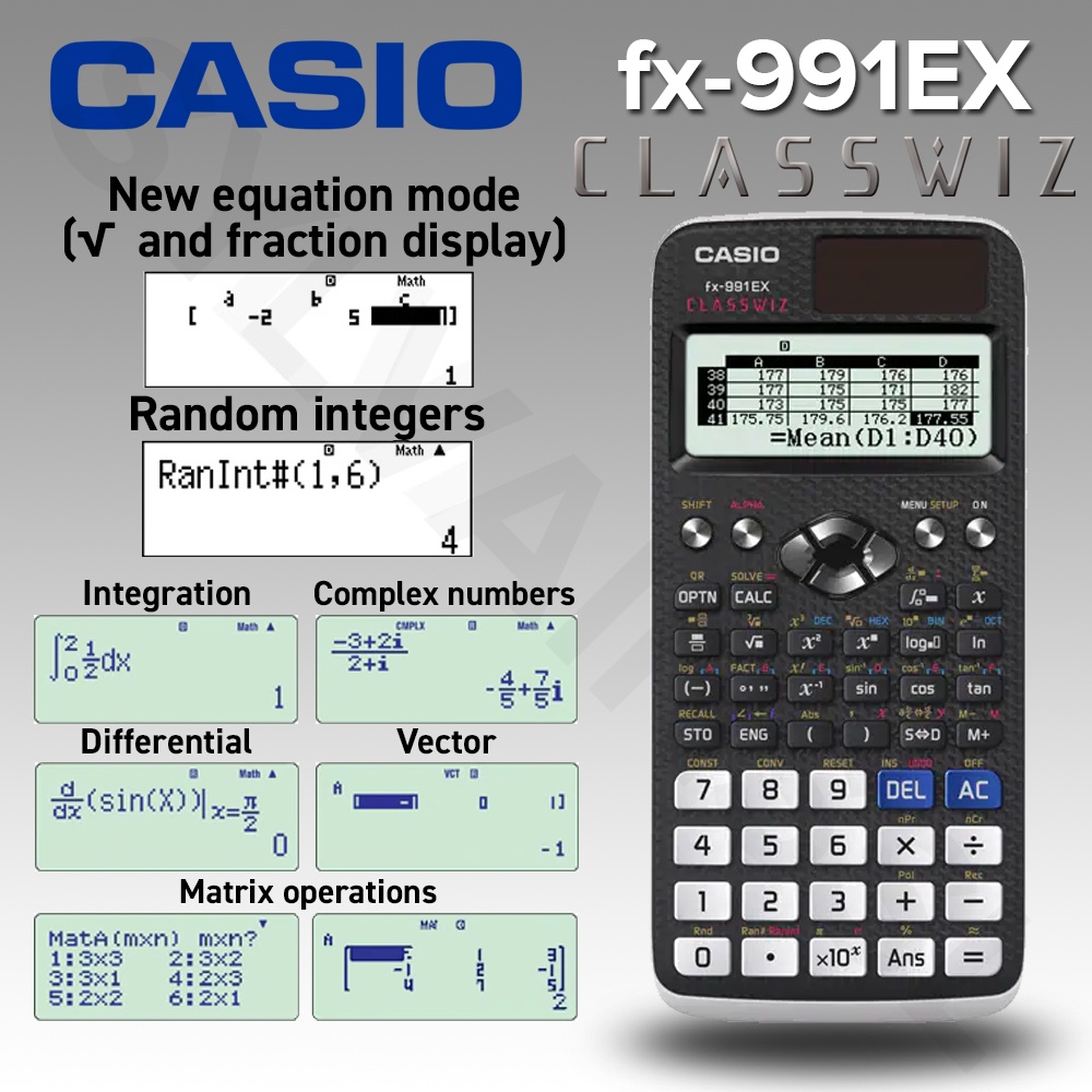 Casio Casio fx-991MS MS-2 (2nd edition) / fx-991EX - FX-570EX Scientific Calculator ClassWiz ...