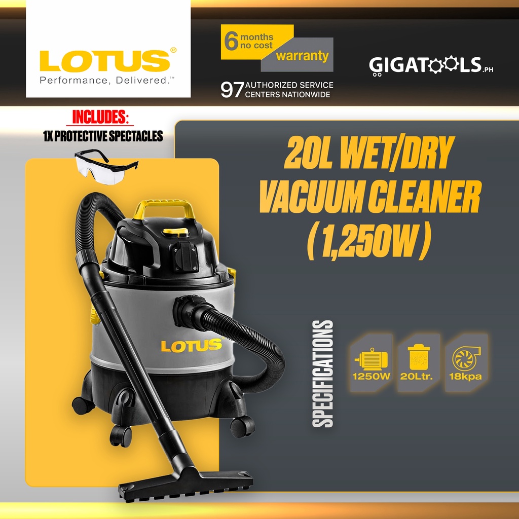 Lotus LT1250DWX/20ASX Wet and Dry Vacuum Cleaner w/ Power Socket (20 ...