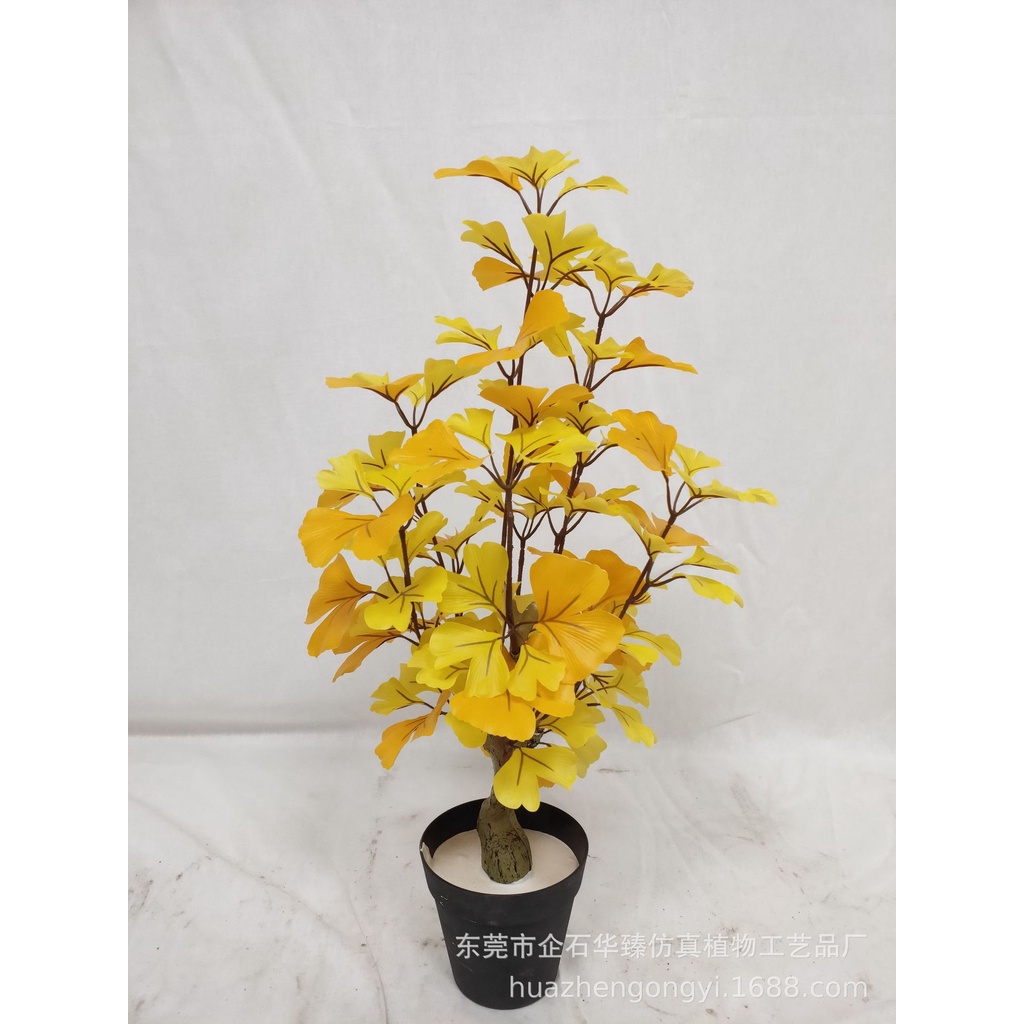 Artificial gingko tree Plant Home Office Green Plant Decorations Potted ...