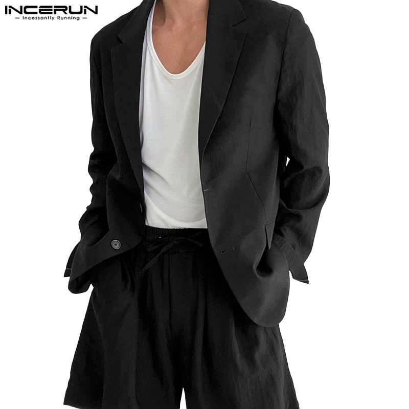 INCERUN Mens Formal Long Sleeve Lapel Neck Solid Color Casual Suit ...