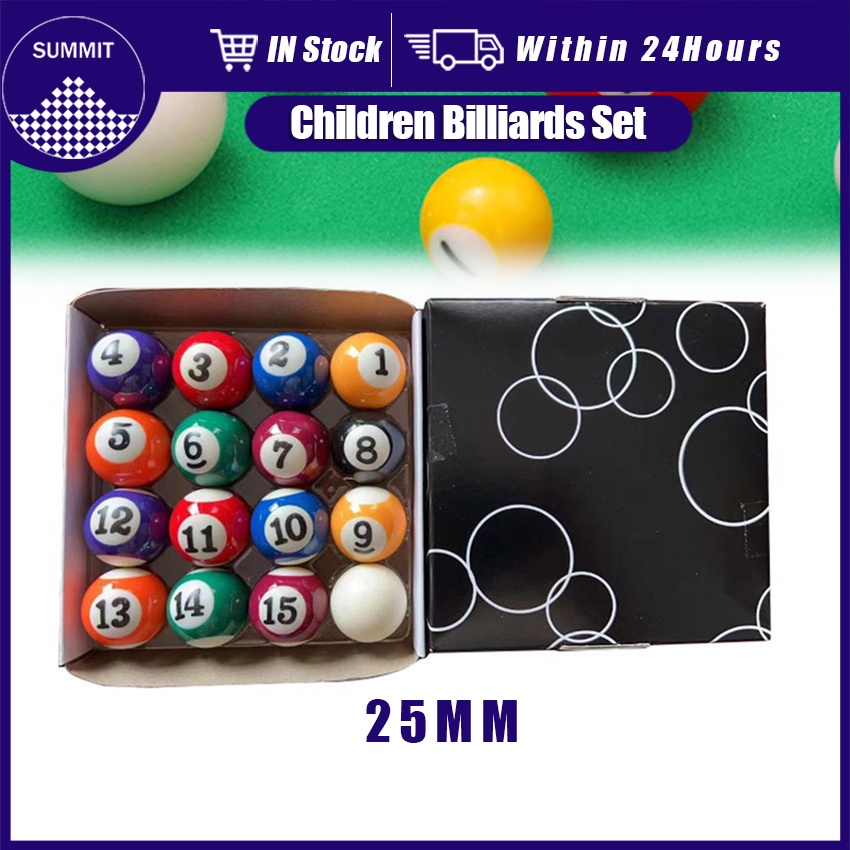 16Pcs Mini Billiard Pool Balls Set Kids Billiard Game Toy 25MM Resin ...