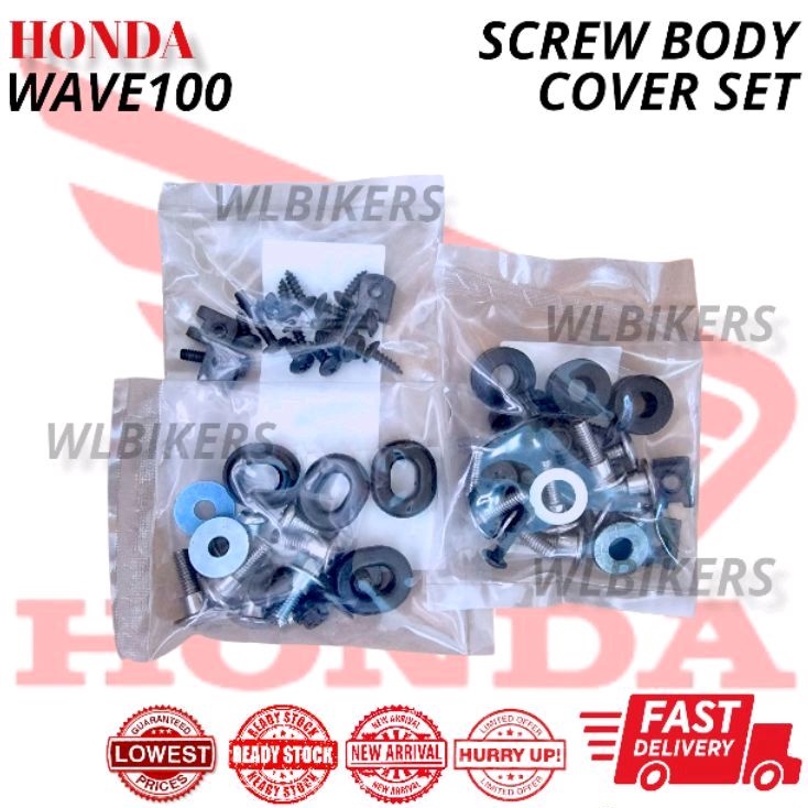 HONDA KFM WAVE 100 WAVE100 WAVE W100 SCREW BODY COVER SET NUT RUBBER ...