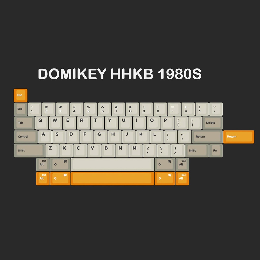 DOMIKEY HHKB 1980S ABS DOUBLESHOT KEYCAP SET 80S FOR TOPRE STEM YELLOW ...