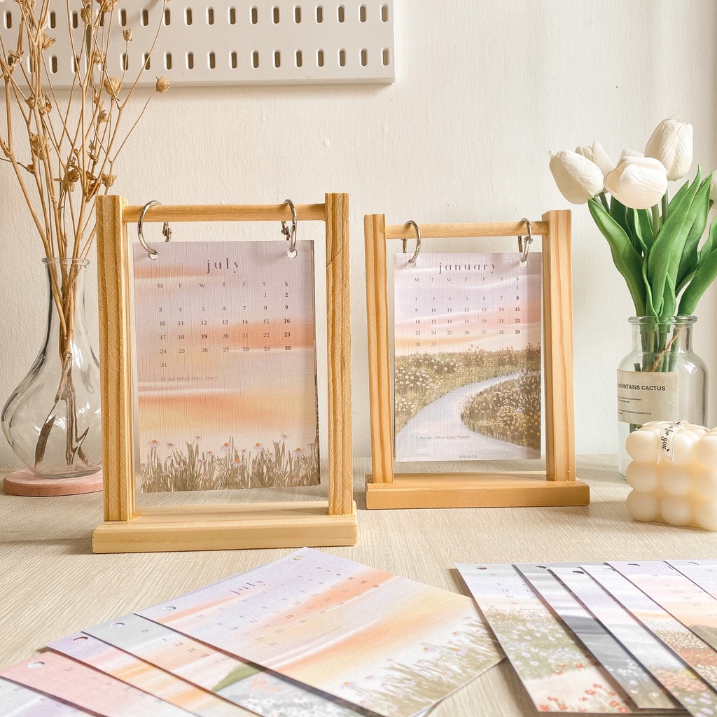 2023 AESTHETIC CALENDAR/SCENERY CALENDAR HANG WOOD STAND/DESK CALENDAR ...