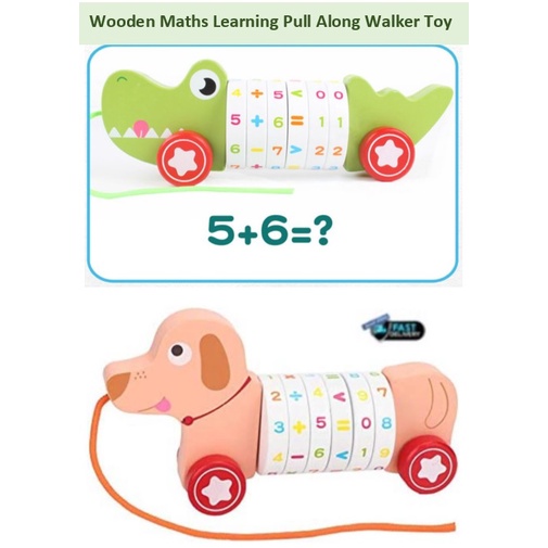 Wooden Toy Maths Learning Pull Along Walker | Shopee Philippines