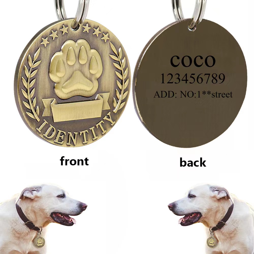 Pet lettering tag anti lost pet metal tag medium and large dog tag ...