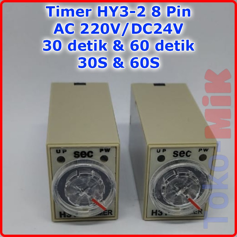 Timer H3Y-2 H3Y 220V 30 & 60 SECONDS 30S 60S DELAY TIMER 8 PIN | Shopee ...