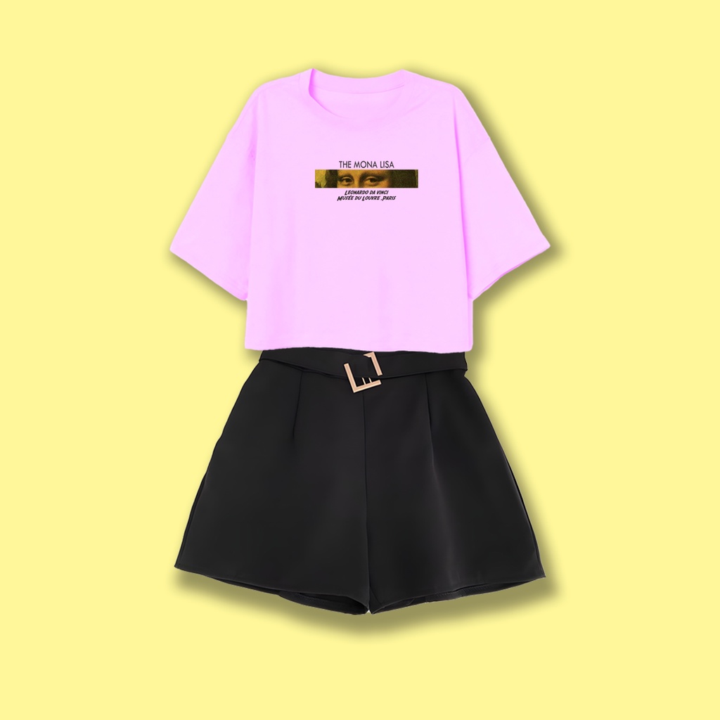 HITAM Clstore One Set of MONA LISA Youth Clothes and Black Shorts ...