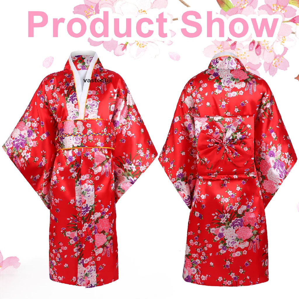 vastcouji Japanese Traditional Dress Kimono Robe for Kids Girls Costume ...