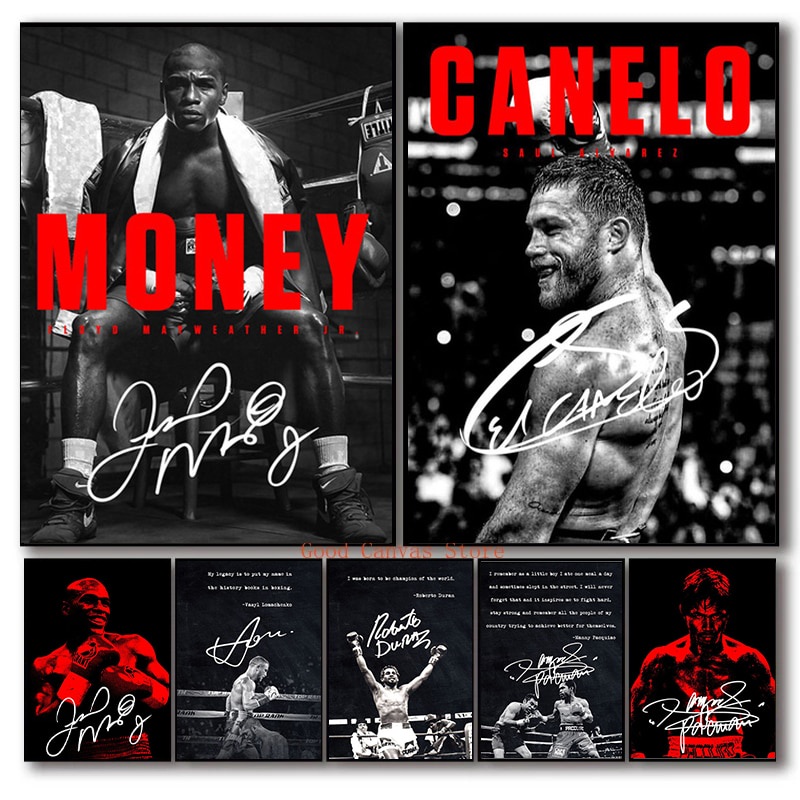 Black and White Boxing Legends Poster Canelo Alvarez Tyson Floyd Boxer ...