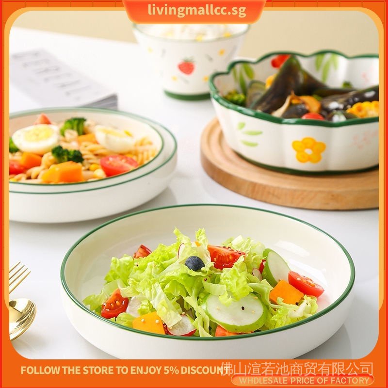 ♠♟wholesaleCute Tableware Plates Bowls Set Ceremic Household Big Bowl ...