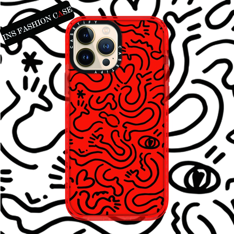 CASETiFY X Line Hand Red Color Transparent iPhone Case For iPhone 14 13 ...