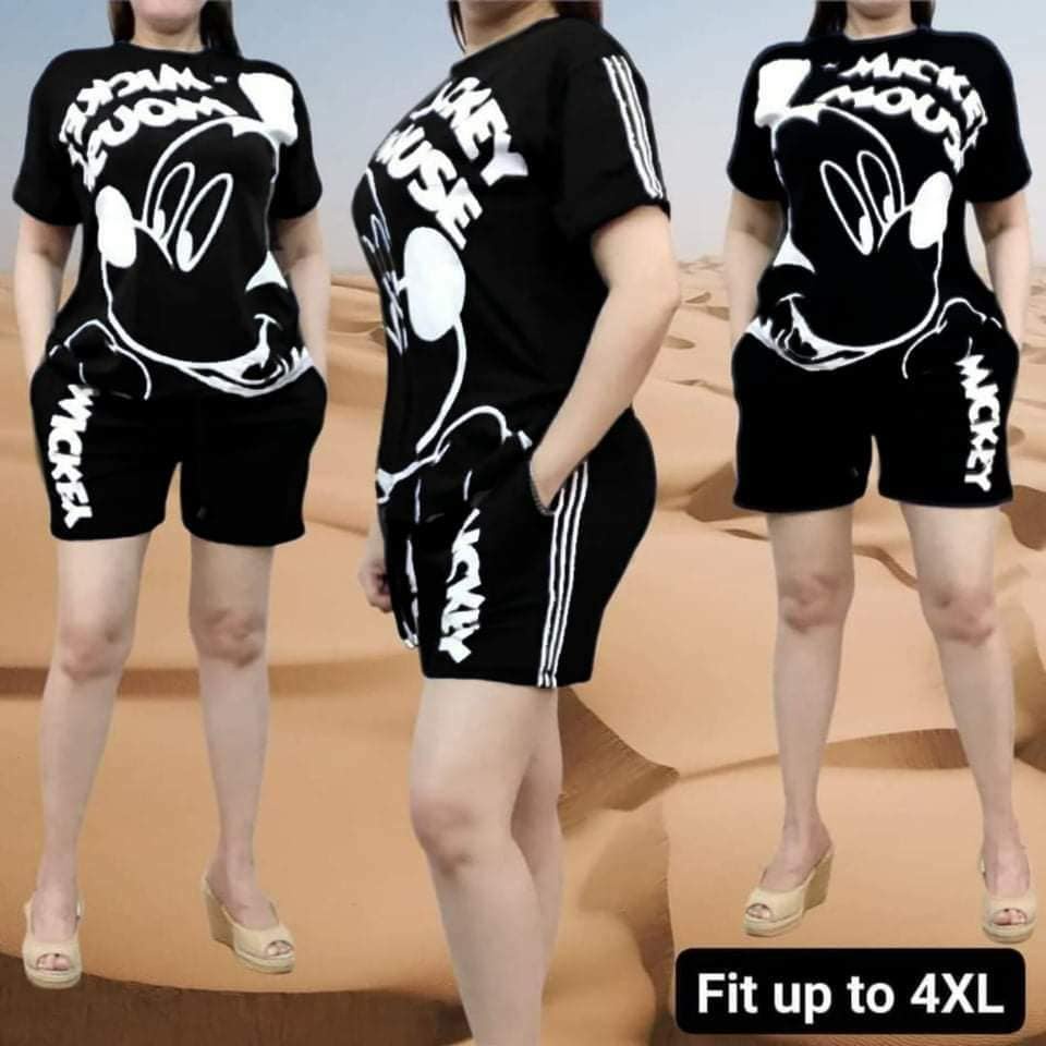 CartZone D64 Trendy Terno Short Plus Size Mickey Mouse Design for Girl ...