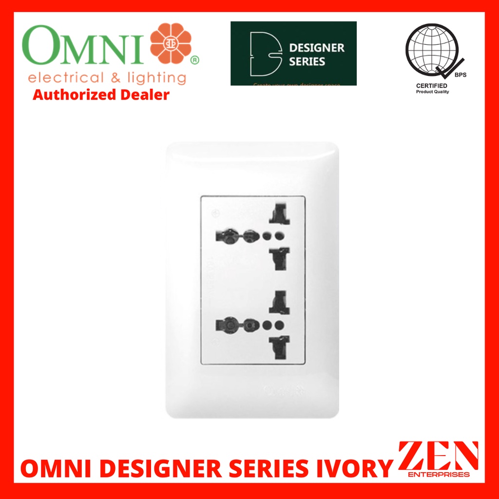 Omni Designer Series IVORY Universal Outlet Sets (1GANG, 2GANG, 3GANG ...