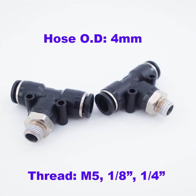 GOGO Air t corner joint 3 way plastic t connector 4mm thread M5 1/8 1/4 inch male PB4-M5/01/02 ...