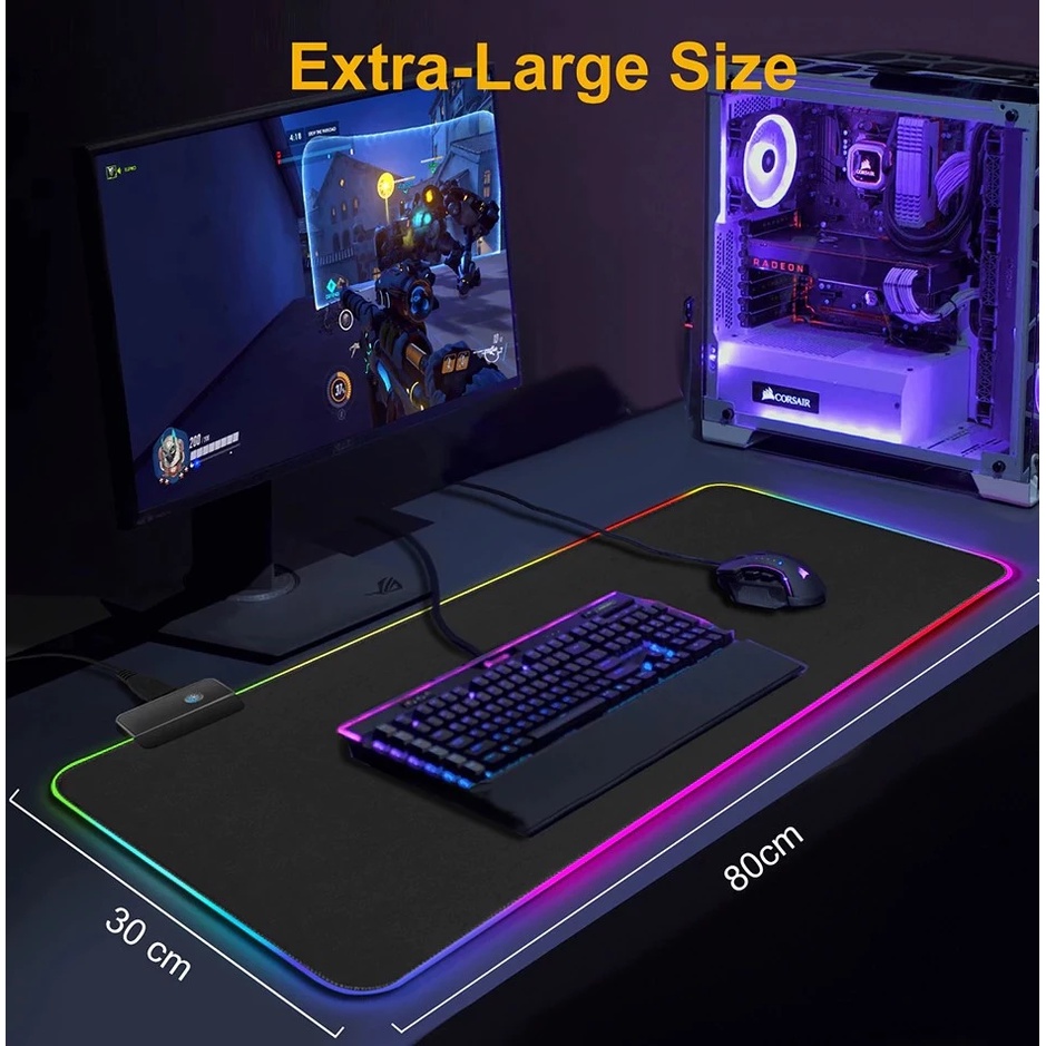 Audiobop Large RGB Colorful LED Lighting Gaming Mouse Pad(780*300*4mm ...