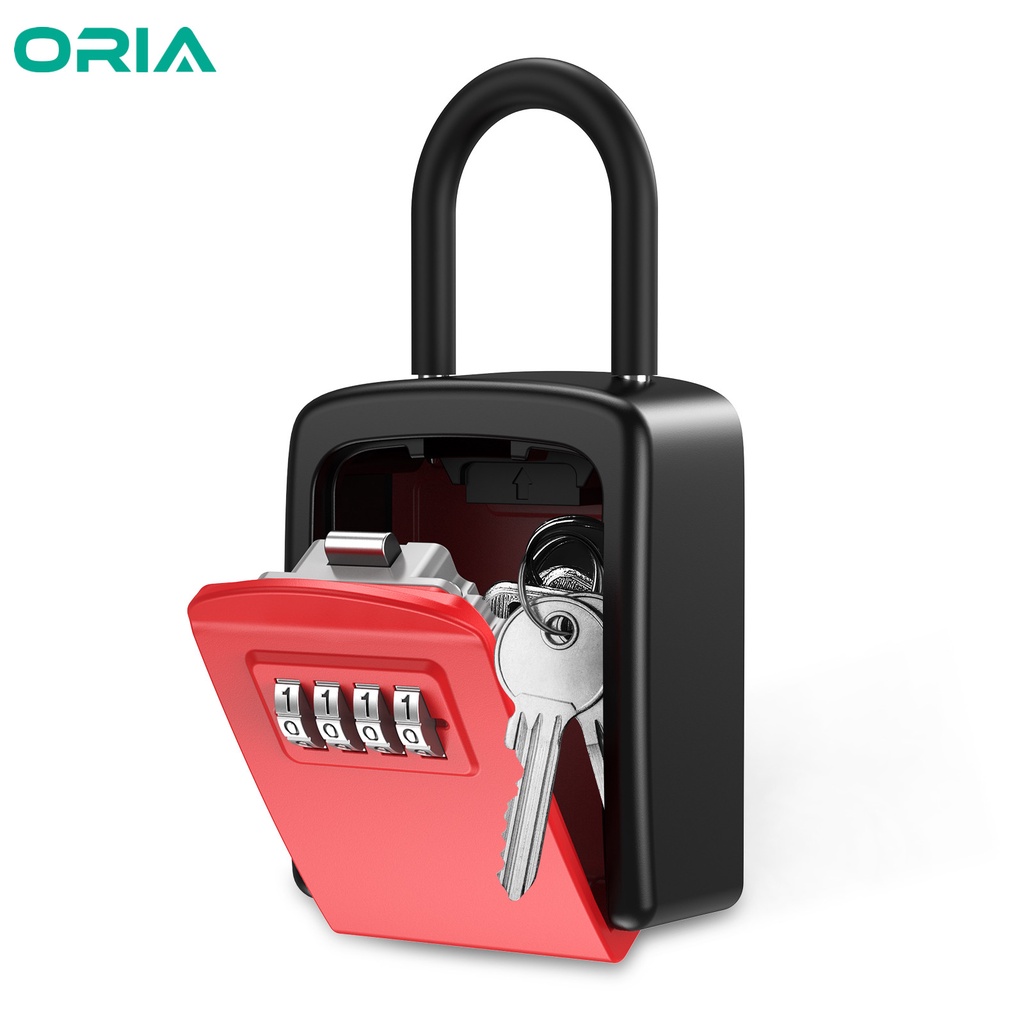 ORIA Resettable 4-Digit Combination Lock Box Key Storage Box for House ...