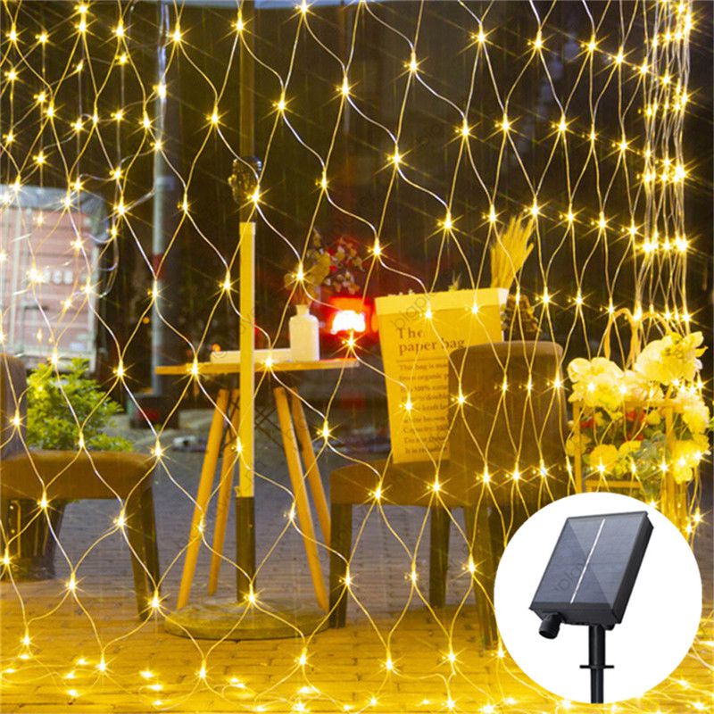 Solar Fairy String Net Mesh Light 8 Modes Waterdichte Outdoor Garland ...
