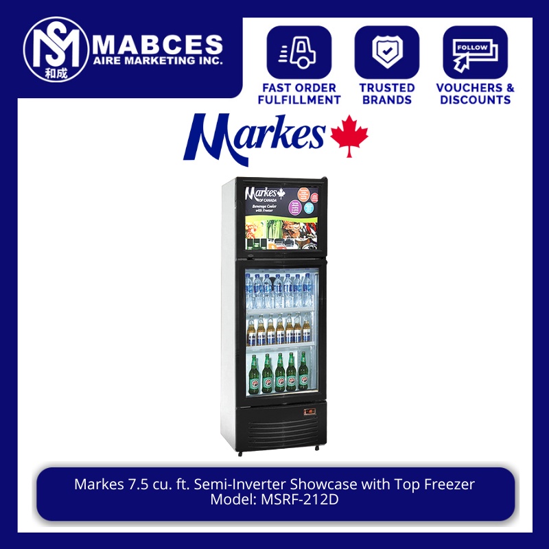 Markes 7.5 cu. ft. Semi-Inverter Showcase with Top Freezer MSRF-212D ...